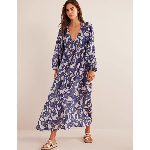 Boden | Dresses | Boden Sarah Maxi Kaftan Dress Size P Petite Blue ...